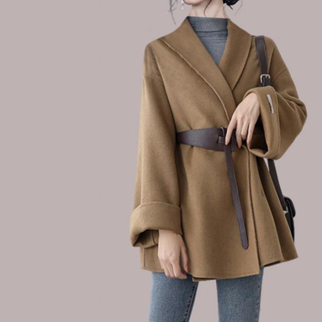 秋冬 ウール コート カーディガン コート ジャケット 上着 ミディアム丈 袖あり 長袖 Vネック 襟付き スリム レギュラー プリーツ ポリエステル 異素材MIX 大人可愛い きれいめ 上品 おしゃれ かっこいい 大人女子 こなれ感 モダン 無地 秋 冬 20代 30代 レディース 女性用