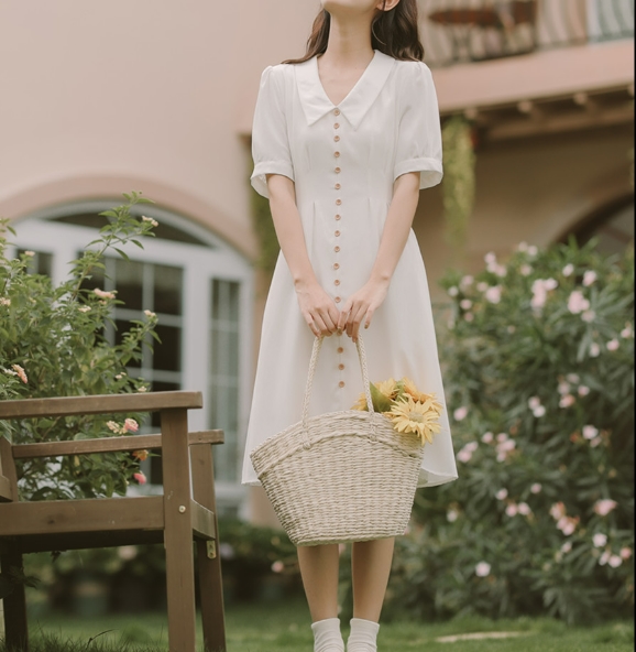 ワンピース ロング ヴィンテージ ファッション 襟付き ボタン 半袖 袖あり かわいい 大人可愛い きれいめ シンプル カジュアル 大人 上品 おしゃれ お洒落 かっこいい レトロ アジアン エスニック エキゾチック 大人可愛い 大人女子 こなれ感 ラフ キュート ガーリー ルーズ