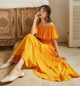 ビーチドレス ワンピース オールインワン ロング ロング丈 マキシ マキシ丈 9分丈 アンクル丈 ドロップショルダー オフショルダー オフショル ワンショルダー ワンショル フレア Aライン かわいい 大人可愛い きれいめ シンプル カジュアル 大人 上品 おしゃれ お洒落