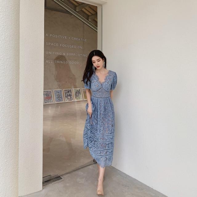 レース使いワンピース ドレス ワンピース Aラインドレス ワンピドレス