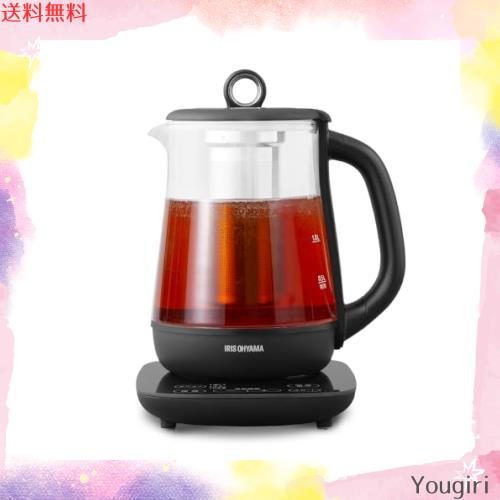 アイリスオーヤマ 電気ケトル ガラスタイプ 1.5L 9段階温度調節付 保温設定付 沸騰後自動OFF フィルター掃除可能 茶こし付 ブラック IKE-