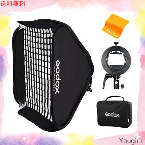 GODOXソフトボックス60x60cm折りたたみ式ハニカムグリッド、S2 Bowensマウントブラケット付き GODOX V1 AD400Pro AD200Pro AD200 V860II