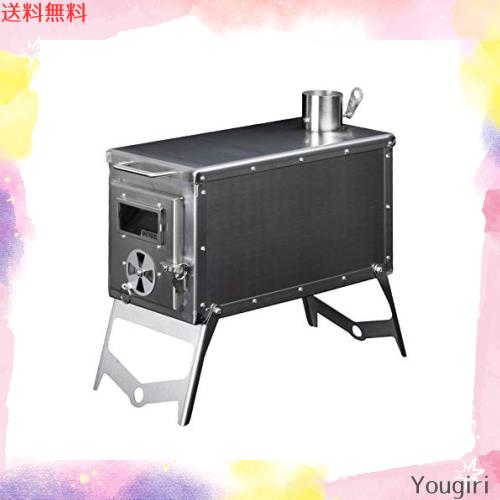 OneTigris TIGER ROAR薪ストーブ テントストープ 耐熱ガラス シリーズテントウッドバーニングファーネス、パイプ＆レザーグローブ付き ス