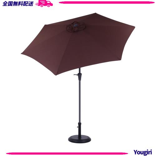 不二貿易 パラソル 幅202×奥行240×高さ234？ ブラウン アルミ製 クランク開閉 チルト機能 37852