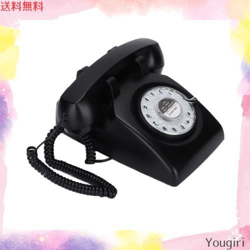 回転式ダイヤル電話、60年代のレトロな固定電話クラシックな昔ながらのカーリーコードデスク電話、家庭、オフィス、コーヒーショップ用(