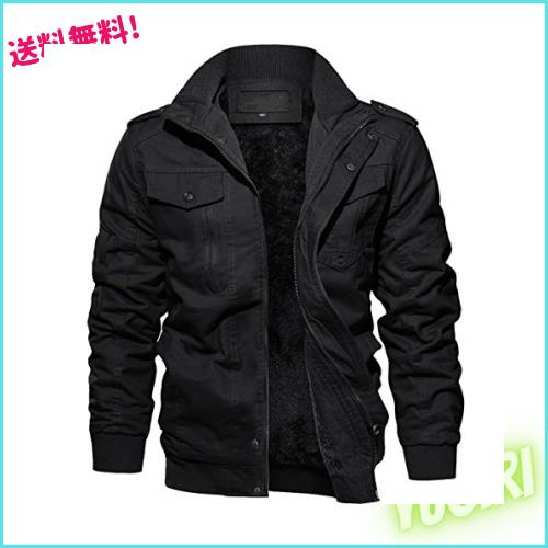 [TACVASEN] カジュアルジャケット メンズ 防寒着 大きいサイズ 作業 ブルゾン カッコイイ 秋冬コート 無地 アウター アメカジ系 ブラック