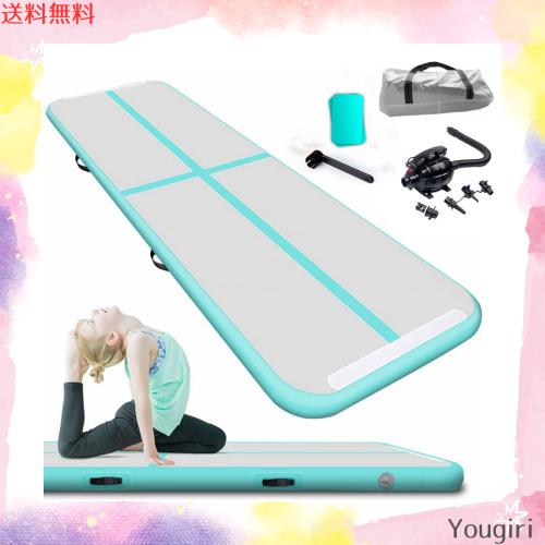 エアートラック 体操 エアマット タンブリングマット 3/4/5/6M長さ１ｍ幅10/20cm厚 体操転倒マット インフレータブル エアーポンプ付き