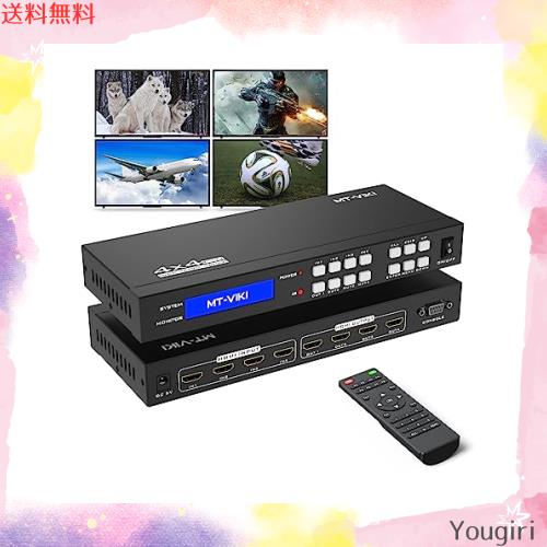 MT-VIKI 4K HDMIマトリックススイッチ4 入力 4 出力、4K@30Hzラックマウントスイッチャー4X4 RS232およびEDID