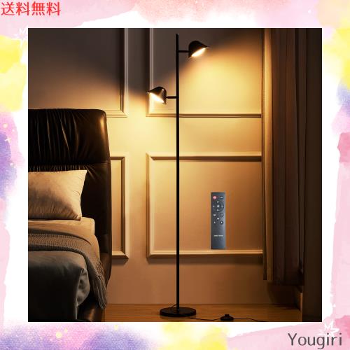 Joyly  LEDフロアライト、20Wフロアライトリモコン付き、間接照明おしゃれ、調光・調色、タイマー、ダブルヘッドライト＋タッチコン