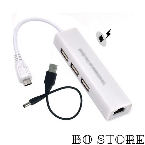 Rosebe Micro USBハブ USB2.0 HUB 4-IN-1 集?器 +USB 電源ケーブル 有線LAN RJ45 変換アダプター USB-CデータハブUSB2.0ポート×3 ...