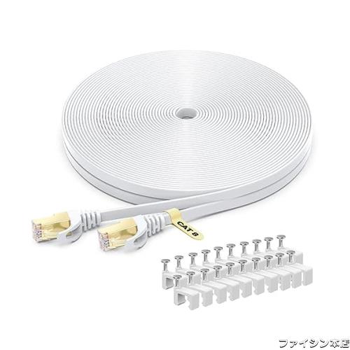 BUSOHE LANケーブル 25M Cat 8 フラットケーブル 40Gbps 2000MHz RJ45 コネクタ付き ギガビット 高速 イーサネットケーブル 金メッキ 爪の通販はau ...