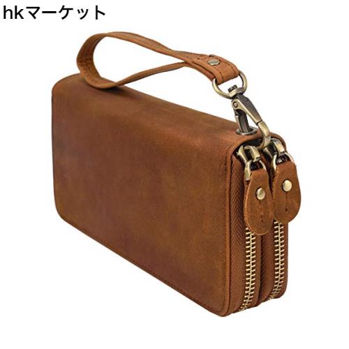 [Luufan] 本革 長財布 メンズ 大容量 カード収納豊富 チェーン付き 携帯2台収納 レトロ ラウンドファスナー 財布 カード24枚収納 小銭入