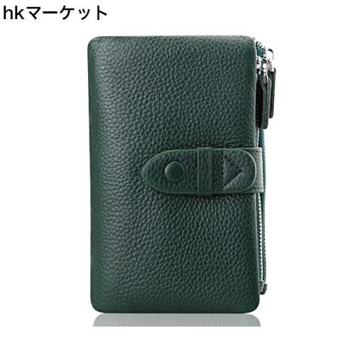 [F.ZH] 二つ折り財布 レディース 短財布 本革製 小銭入れ付 18カード入れ お札入れ 大容量 小型 軽量 多機能 ダブルボタン ダブルファス