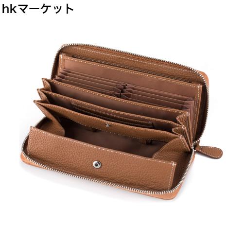 [LUCKYSGY] 多機能 財布 牛革 レシート すっきり 長財布 レディース カード18枚 大容量 本革 ラウンドファスナー ウォレット BOX型小銭入