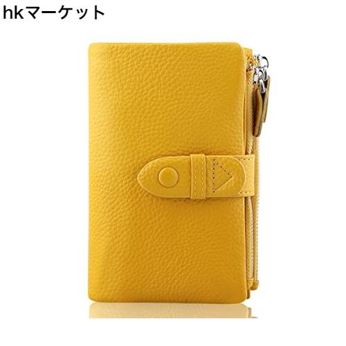 [F.ZH] 昇級版 二つ折り財布 レディース 短財布 本革製 小銭入れ付 18カード入れ お札入れ 大容量 小型 軽量 多機能 ダブルボタン ダブル