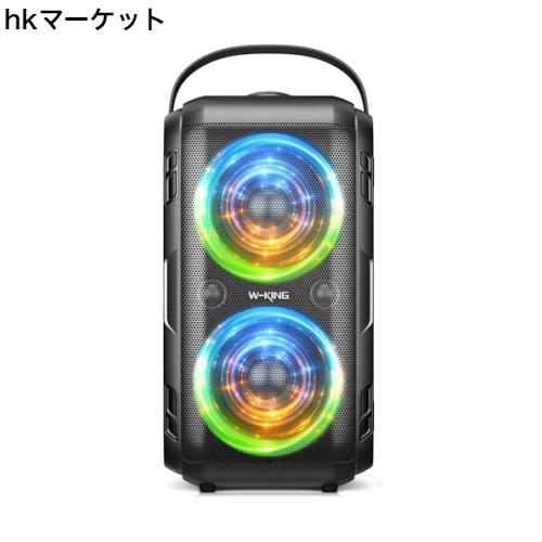 W-KING 80W Bluetoothスピーカーラウド 、スーパー重低音、巨大な105dBサウンドポータブルパーティースピーカー、混合色LEDライト、24H P