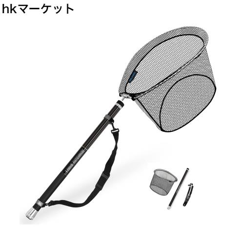 KOMCLUB ランディングネット タモ網 カーボン製 全長5M 伸縮ランディングポール 磯玉のセット 9本小継 玉の柄 ラバーコーティングネット