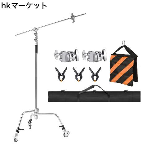 SOONPHO センチュリースタンド キャスター付き フルメタルCスタンド 1.3Mブームアーム 収納バッグ付き 3.3M調節可能 プロ撮影スタジオ フ