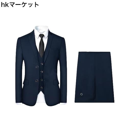 [YFFUSHI] スーツ メンズ 3点セット ジャケット スラックス ベストチェック 大きいサイズ 無地 スリムタイプ ビジネス 結婚式 面接 就職