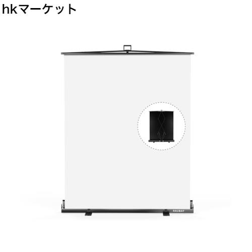 【簡単セットアップ】RAUBAY 200 x 152センチメートル折りたたみ可能な白スクリーン背景布ポータブルリトラクタブル写真背景スタンド付き