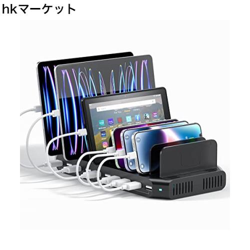 Alxum USB充電ステーション 10ポート 60W ipad 充電スタンド スマホスタンド 10台同時充電 充電収納ステーション 仕切り板 間隔調整可能