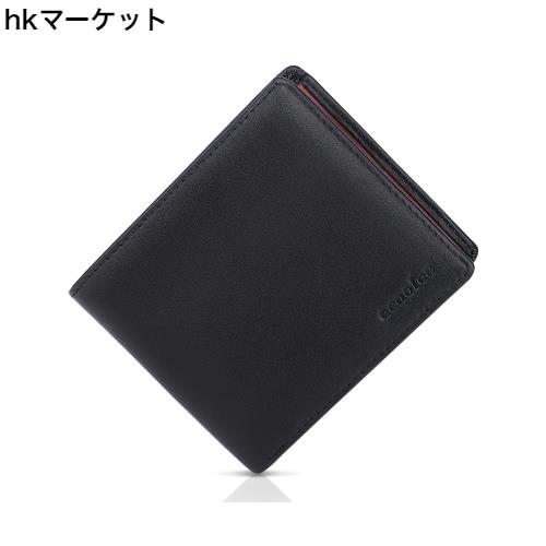 [ecoofee] 財布 メンズ 二つ折り 本革 薄い ボックス型小銭入れ 一流 の 財布 職人 が 作る 二つ折り財布 サイフ コンパクト (Black)