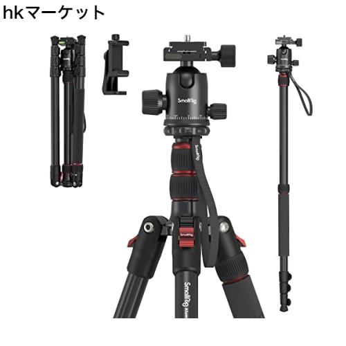 SmallRig カメラ用三脚 全高180cm 一脚可変式 360°自由雲台付き クイックシュー式三脚 コンパクト アルミ製 耐荷重15kg 4段調整 中心軸