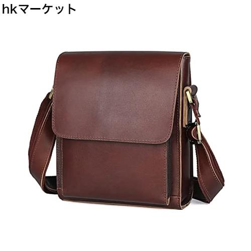 [Ariga] ショルダーバッグ メンズ 本革 牛革 メッセンジャーバッグ 斜め掛けバッグ カジュアル 男性用 人気 鞄 通勤 自転車 レザー 栗色