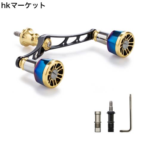 HEIGHTEN 110mm/98mm リール ハンドル シマノ(Shimano) ダイワ(DAIWA) 通用 スピニングリール用 Arch Engine (ゴールド(ノブ)＆ブラック(