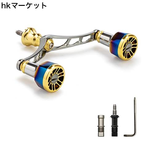 HEIGHTEN 110mm/98mm リール ハンドル シマノ(Shimano) ダイワ(DAIWA) 通用 スピニングリール用 Arch Engine (ゴールド(ノブ)＆ガンメタ