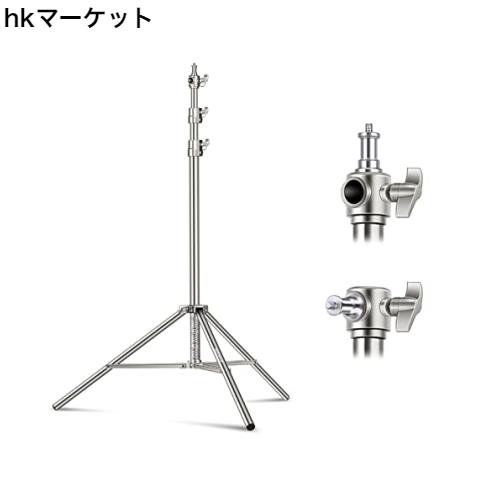 NEEWER 2.2m ステンレス鋼製ライトスタンド 高さ調節可能 スプリングクッション耐荷重撮影用三脚スタンド 1/4”-3/8”ネジアダプター付き