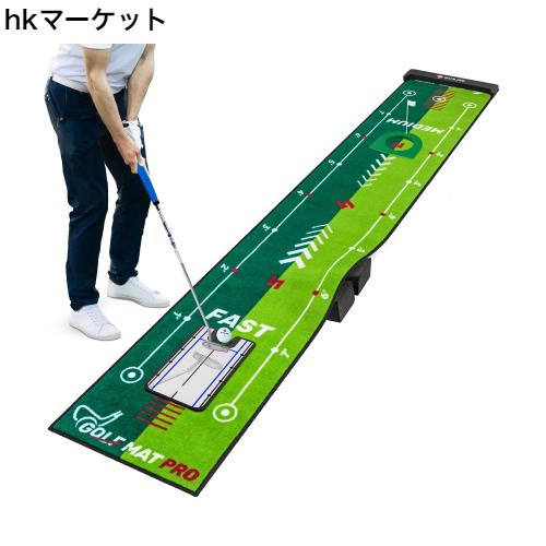 Saplize セープライズゴルフパター練習用マット 英語版 ダブルスピード式 ミラー・スロープ・ターゲットカップ・ボールストッパー付き 50