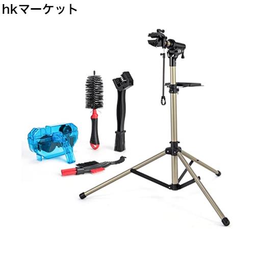 CXWXC 自転車 メンテナンススタンド クリーナーセット 三脚 角度・高さ調整 耐荷重30kg ワークスタンド アルミ製 折りたたみ ロードバイ