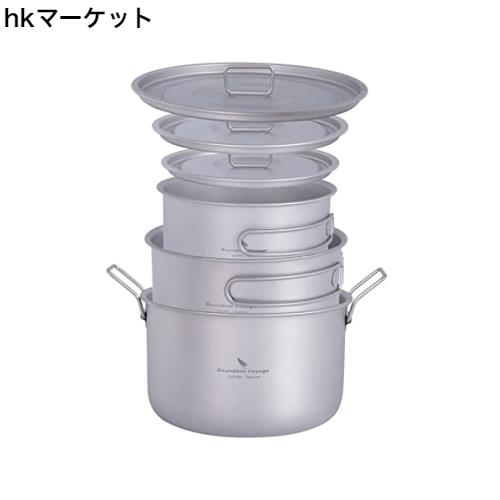Boundless Voyage チタン 鍋 キャンプクッカーポット 蓋付き 折りたたみハンドル 1.4L 1.6L 2.4L大容量 超軽量 キャップ コッヘル アウト
