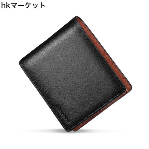 [ＡＴＩＡＮＮＩ] 財布 メンズ 2つ折り 本革 オイルドレザー 薄い ボックス型小銭入れ RFID＆磁気スキミング防止 大容量 一流 の 財布 職