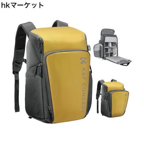 [K＆F Concept] カメラバッグ カメラバックパック カメラリュック 25L 大容量 おしゃれ 2気室 多機能 男女兼用 一眼レフバック 容量拡張可