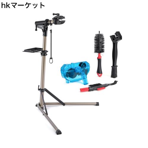 CXWXC 自転車 メンテナンススタンド クリーナーセット 安定感 高さ調節 角度調節 ワークスタンド 折りたたみ式 工具トレー付 軽量 コンパ
