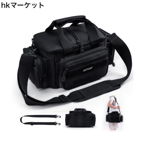 Goture(ゴチュール) フィッシングバッグ 3way 釣りバッグ 防水 多機能 大容量 コンパクト ブラック（38cm*23cm*19cm）