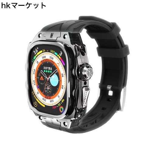 [YiMingSun] Apple Watch用ケース Apple Watch Ultra 1/2 49mm用バンパーケース付き 頑丈なメンズ高級透明保護 メンズ 頑丈なケース バン
