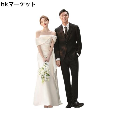 [Fiveen] ウエディングドレス 前撮り ドレス オフショルダー フォーマルドレス 大きいサイズ 白 ドレス ワンピース 前撮り結婚式 編み上