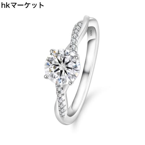 [KRKC＆CO] エンゲージリング 婚約指輪 1ctダイヤモンド モアサナイト レディース用リング スターリングシルバー ホワイトゴールドメッキ