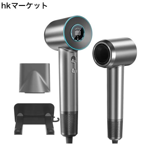 BAOANNY ヘアドライヤー 大風量 速乾 26m/s 温冷リズム LED温度表示 2億 高濃度 マイナスイオン 美髪 静音 軽量 温度調節 ノズル付属 サ