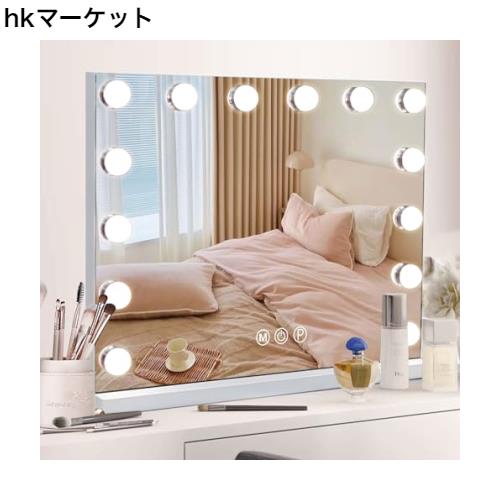 Fenair 化粧鏡 女優ミラー ハリウッドミラー メイク 鏡 卓上 壁掛け 2wayで使える USBケーブル給電タイプ 14個のLEDライト付き 三色点灯