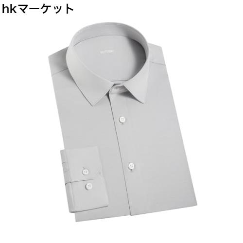 [Enshe] ワイシャツ 長袖 メンズ 超柔らかい ビジネス yシャツ ストレッチ スーツ 無地 形状記憶 ESZZ3025 (43#,グレー)