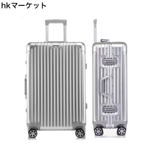 [Yuweijie] スーツケース キャリーケース オールアルミ合金ボディキャリーバッグ 機内持ち込み シルバー 耐衝撃 大型 軽量 静音ダブルキ