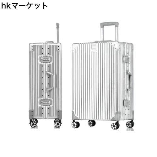 [WanderMore] スーツケース 機内持ち込み アルミフレームタイプ 大型 キャリーケース 超軽量 大容量 キャリーバッグ シルバー 耐衝撃 TSA