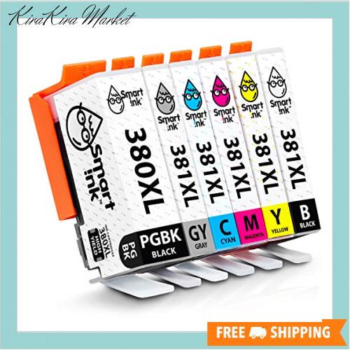 【Smart Ink】対応インクカートリッジ 交換用 Canon BCI 381XL BCI-380 BCI-381 XL BCI 380XL (PGBK ＆ BK/C/M/Y/GY 6個 ...