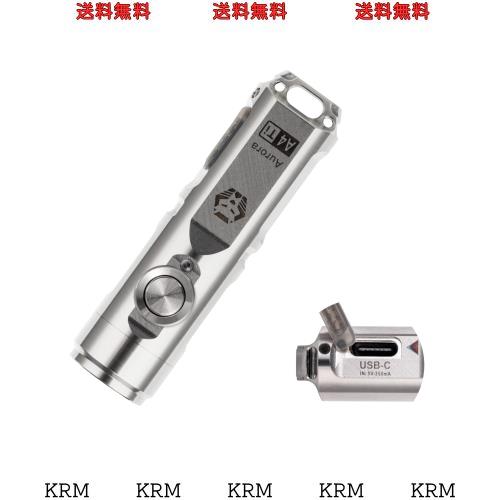 アップグレードされた第 3 RovyVon オーロラ A4 EDC キーチェーン懐中電灯、USB C 充電式懐中電灯、チタン 650 ルーメン超明るいハンドヘ