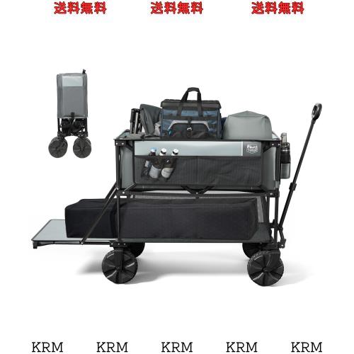 TIMBER RIDGE アウトドアワゴン 2階建てキャリーワゴン 折りたたみ キャリーカート 収束式 長物対応 全地形対応 自立収納 大容量 400L 耐