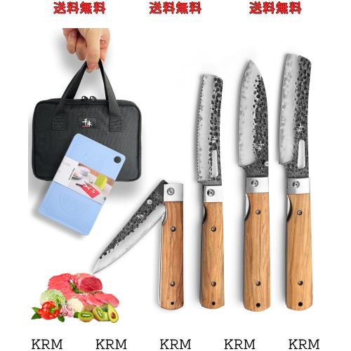 SENBN 440鍛造ステンレスシャープ折りたたみ調理師ナイフ皮むきフルーツナイフオリーブウッド柄キャンプアウトドアポータブルキッチンナ